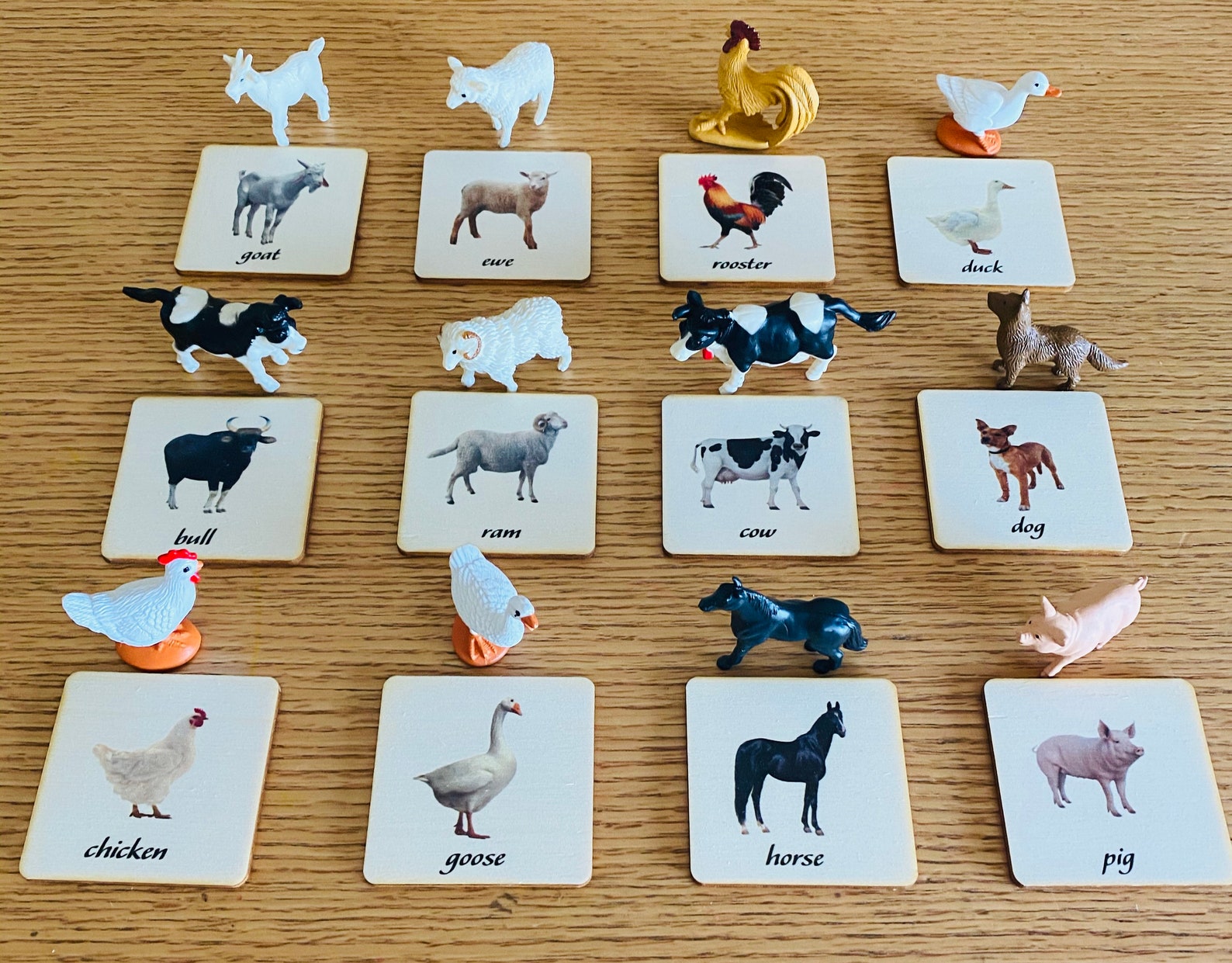 Montessori and Waldorf Learning Farm Animal Sustainable Match - Etsy
