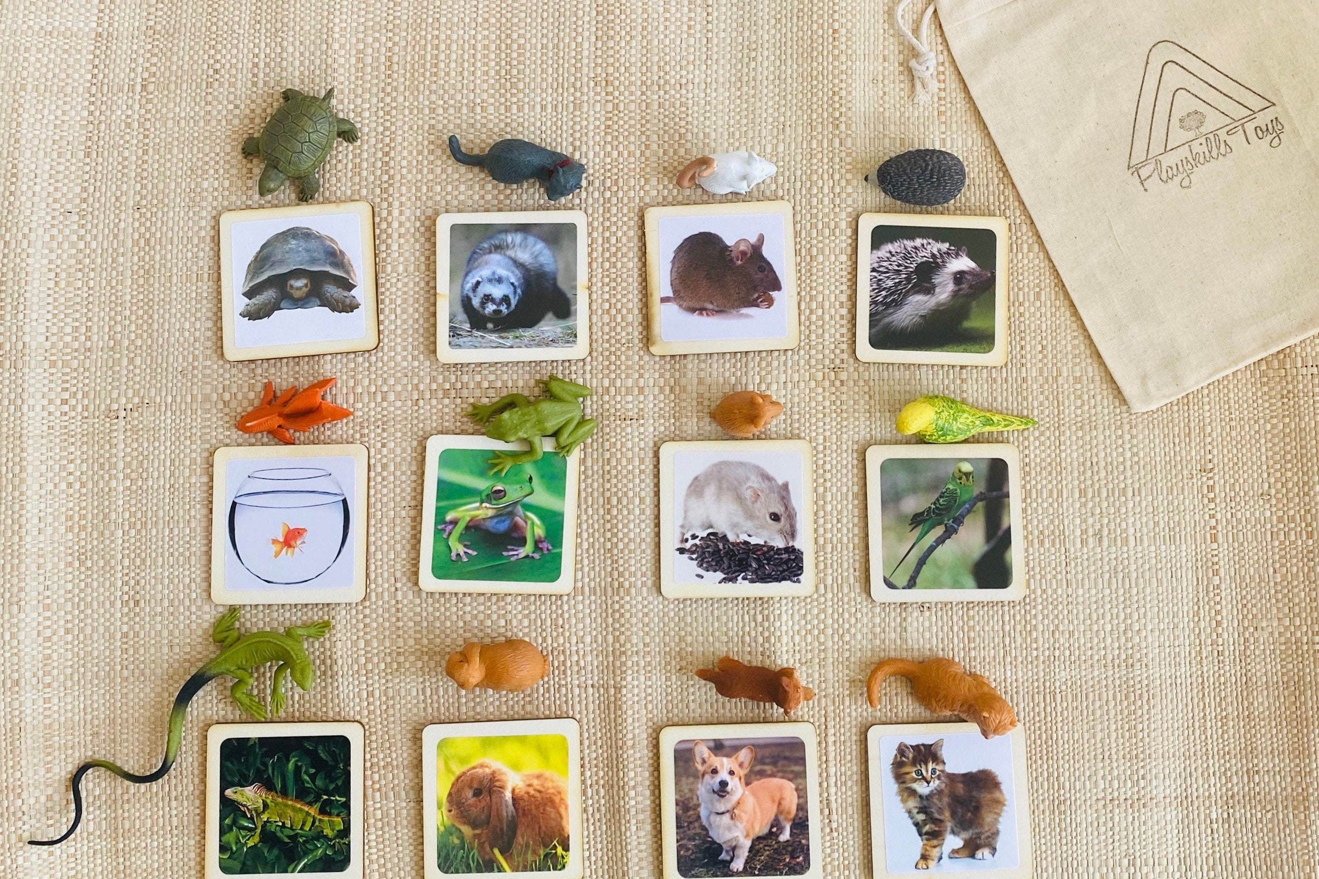Montessori Safari Animal Matching Cards, Wooden Learning Toy - Etsy