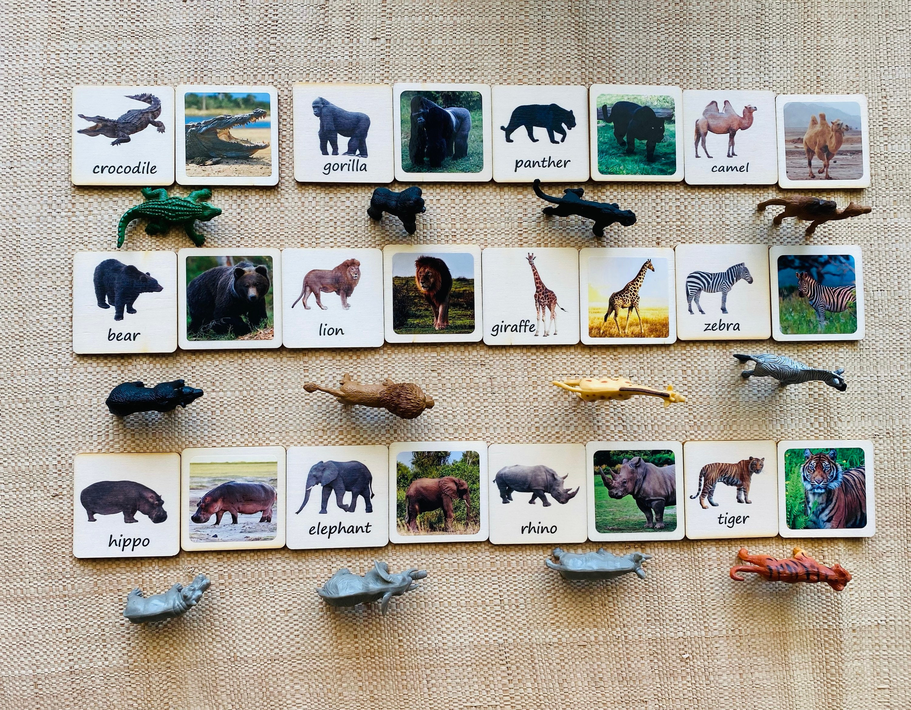 3 - Parts Montessori | Waldorf Learning Safari Animals Matching Games ...