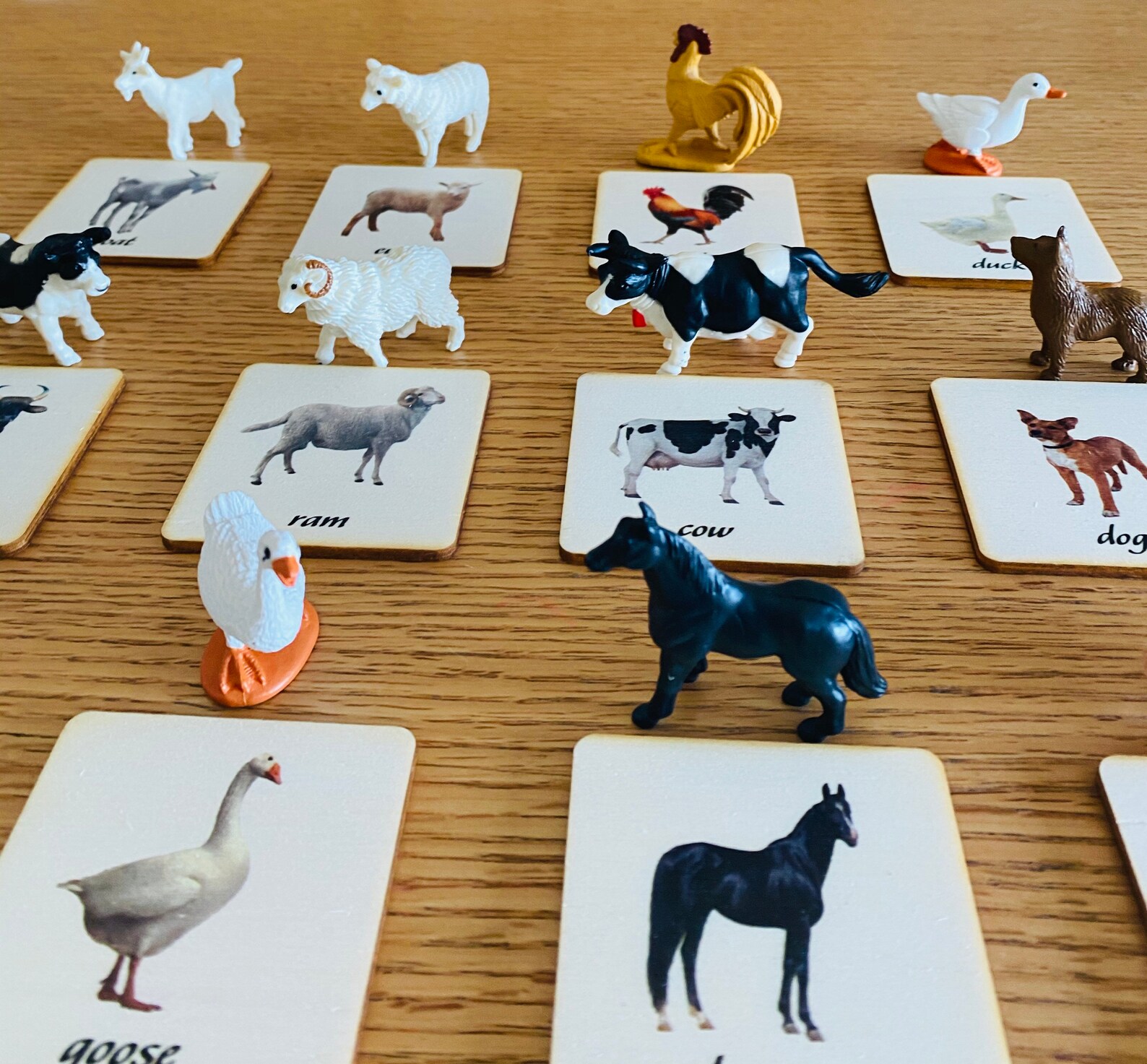 Montessori and Waldorf Learning Farm Animal Sustainable Match - Etsy