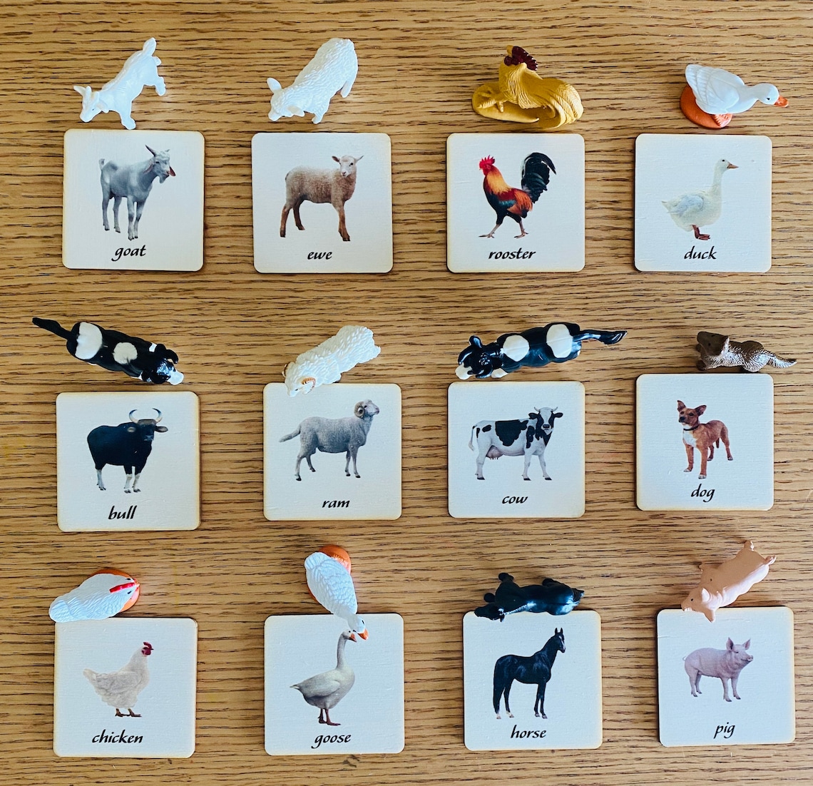 Montessori and Waldorf Learning Farm Animal Sustainable Match - Etsy