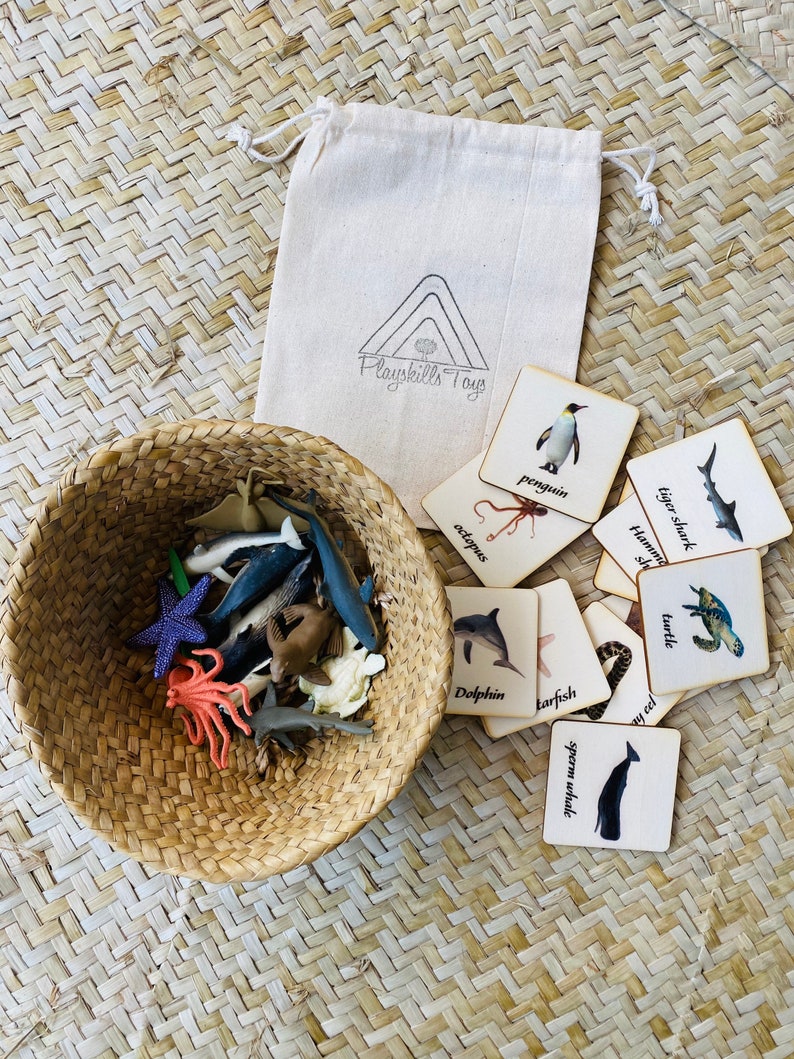 Montessori Sea Life Animal Toys With Wooden Matching Cards - Etsy