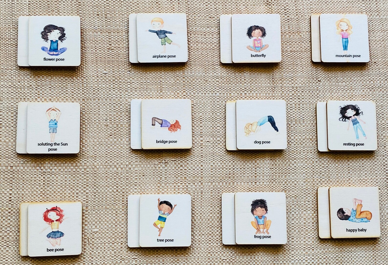 Kids Yoga Poses Wooden Memory Game Montessori and Waldorf | Etsy