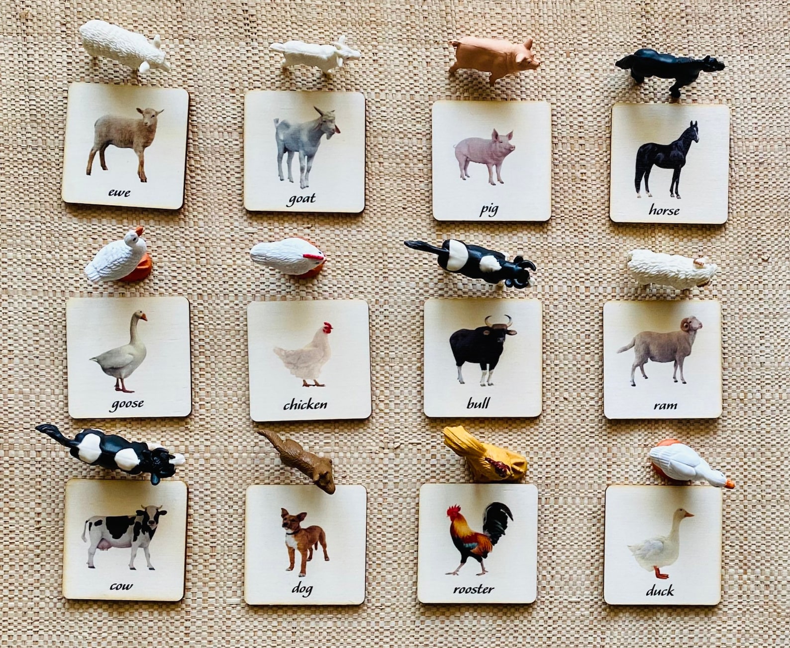 Montessori Farm Animal Matching Cards, Homeschool Learning Toys - Etsy