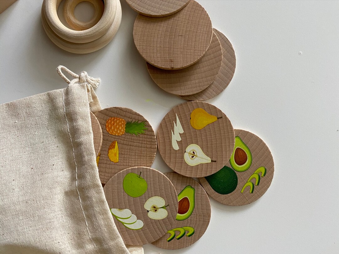 Holz Memory Spiel Früchte inspiriert von Montessori Lernspielzeug ...