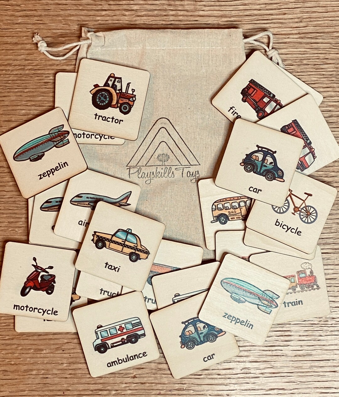 Transportation Wooden Memory Game, Montessori and Waldorf Inspired ...
