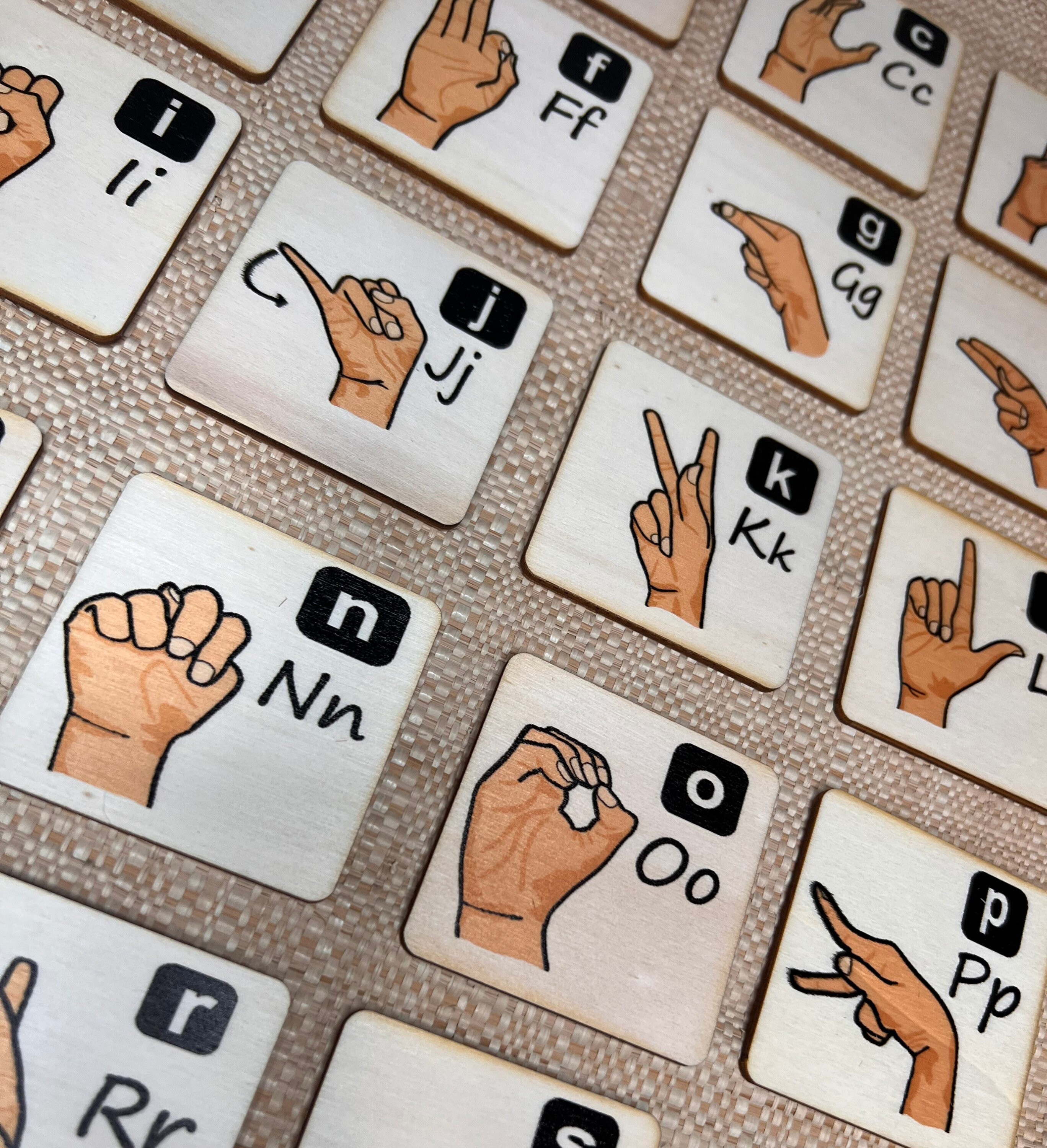 Wooden ASL Sign Language Alphabet and Set Based in Montessori | Etsy