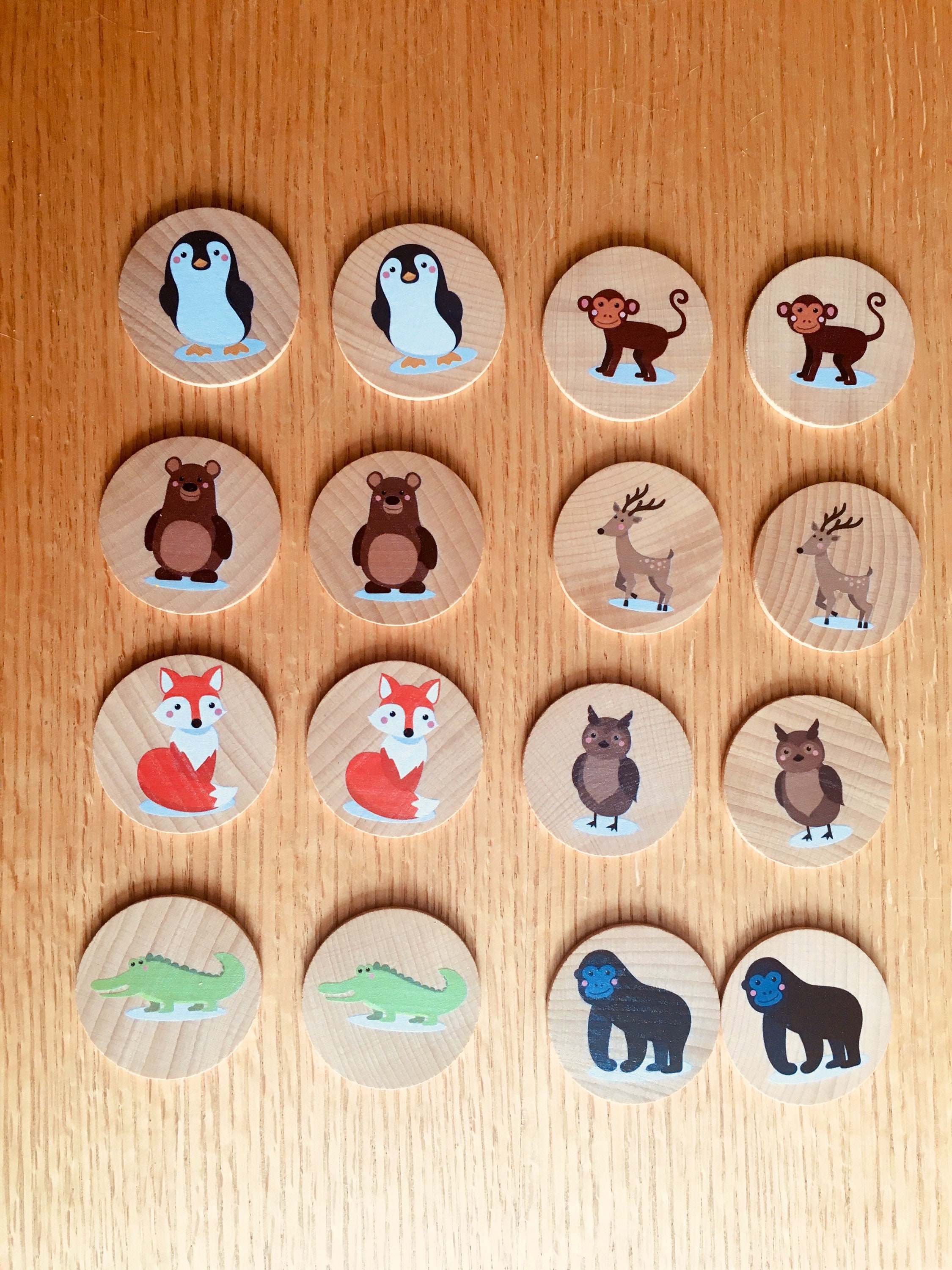 Wooden Forest Animals Memory Game, Montessori Homeschool Toy - Etsy