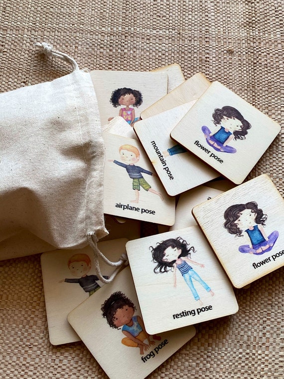 Kids Yoga Poses Wooden Memory Game Montessori and Waldorf | Etsy