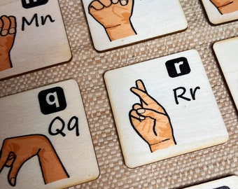 Wooden ASL Alphabet Puzzle American Sign Language Letter - Etsy