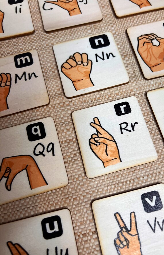 Wooden ASL Sign Language Alphabet and Set Based in Montessori | Etsy