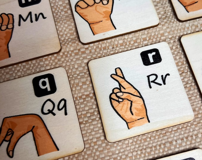 Wooden ASL Sign Language Alphabet and Set Based in Montessori Education ...
