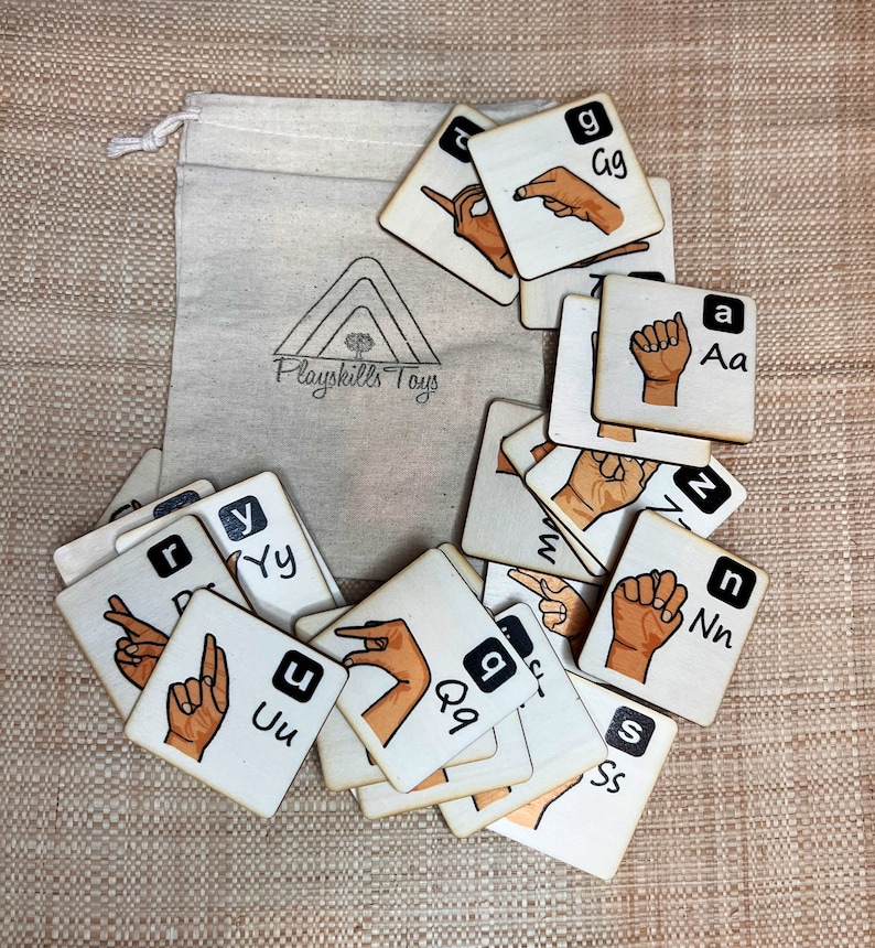 Wooden ASL Sign Language Alphabet and Set Based in Montessori - Etsy