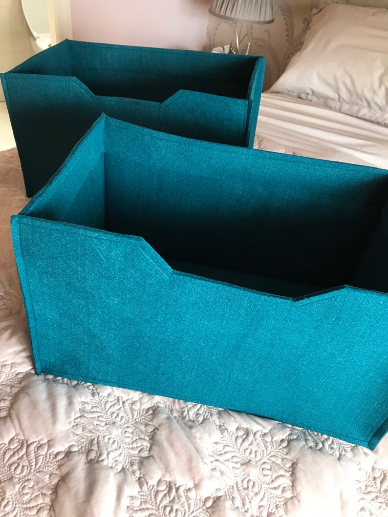 Teal Storage Basket, Teal Cube, Felt Cube, Storage Basket, Storage ...