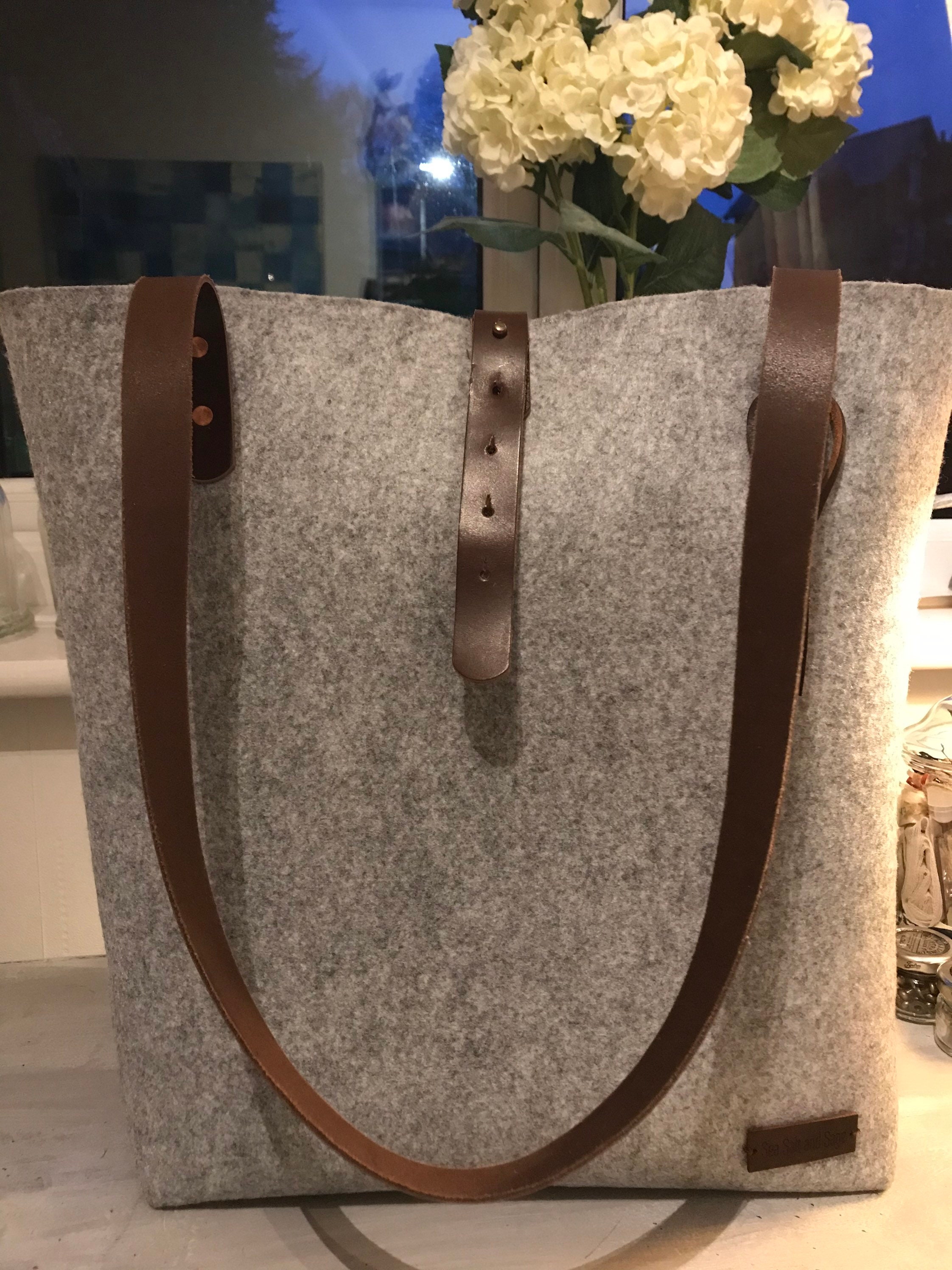 Felt Tote Bag Womens Bag Felt Shoulder Bag Gift for Mum | Etsy