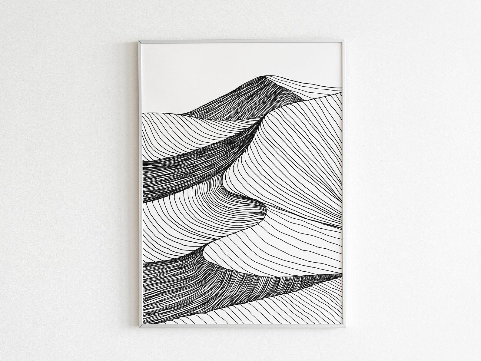 Desert Abstract Landscape/sand Dunes Line Art Print/minimalist Black ...