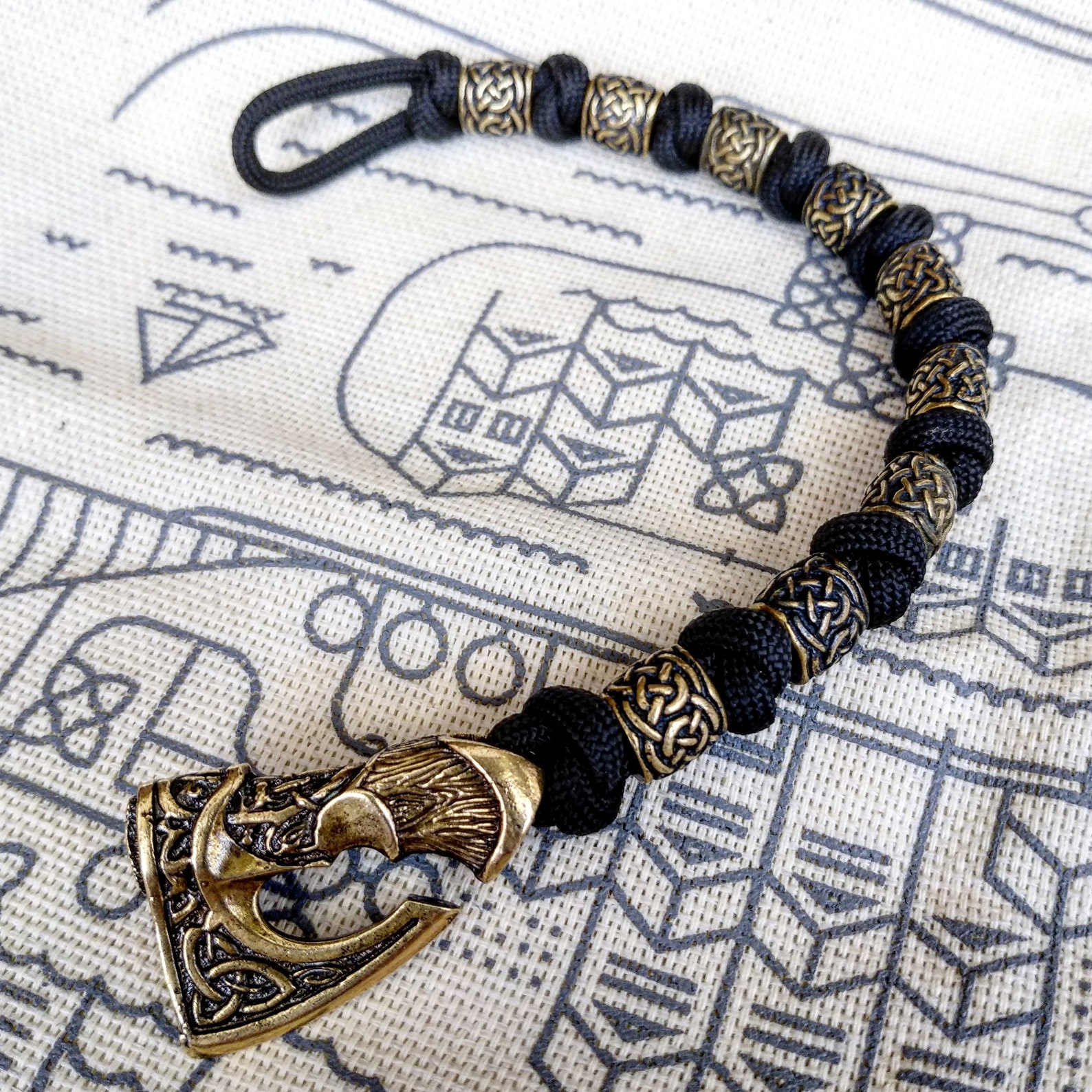 Black Mens Bangle. Paracord Bracelet. Viking Jewelry. | Etsy