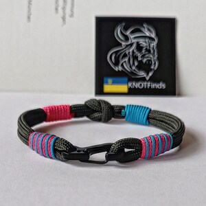 Thin Paracord Bracelet. Pink and Sky Blue Colors. Skydiving Bangle ...