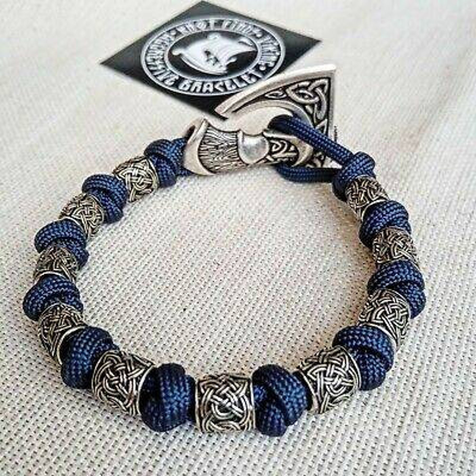 Navy Blue Nordic Bangle. Mens Accessory. Viking Jewelry. Paracord ...