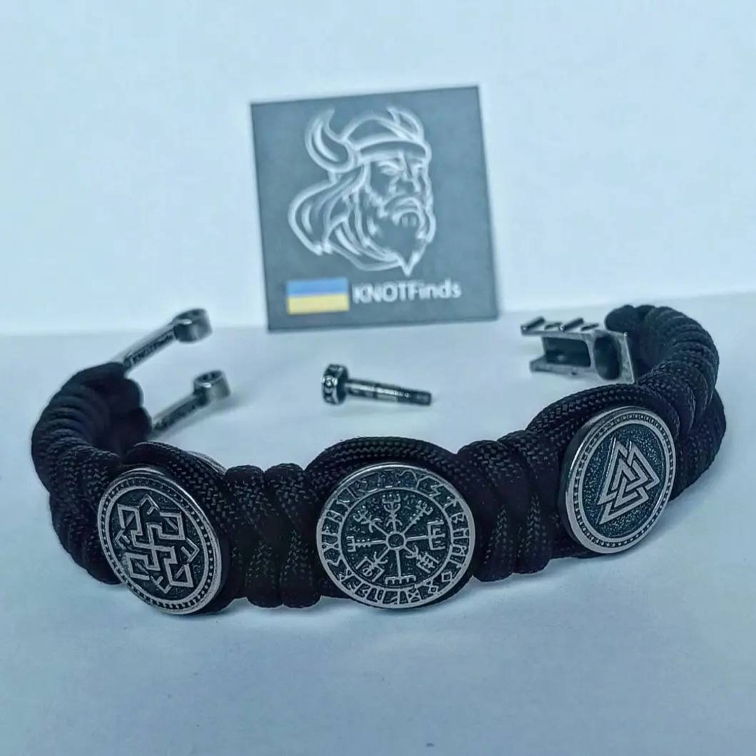 Viking Protective Amulet With Steel Beads Valkyrie, Vegvisir, Valknut ...