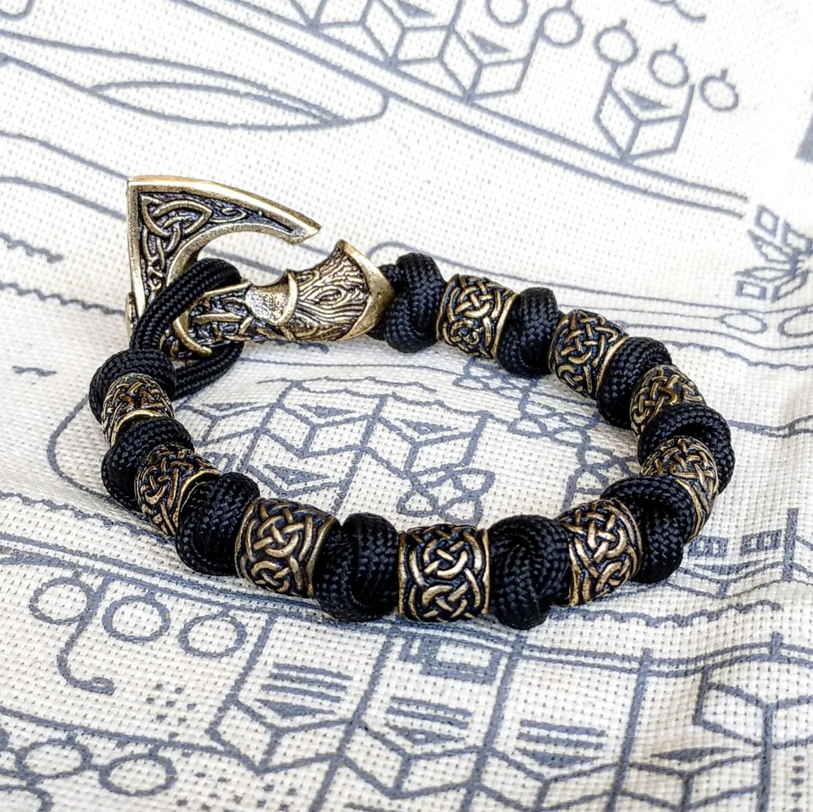 Black Mens Bangle. Paracord Bracelet. Viking Jewelry. | Etsy