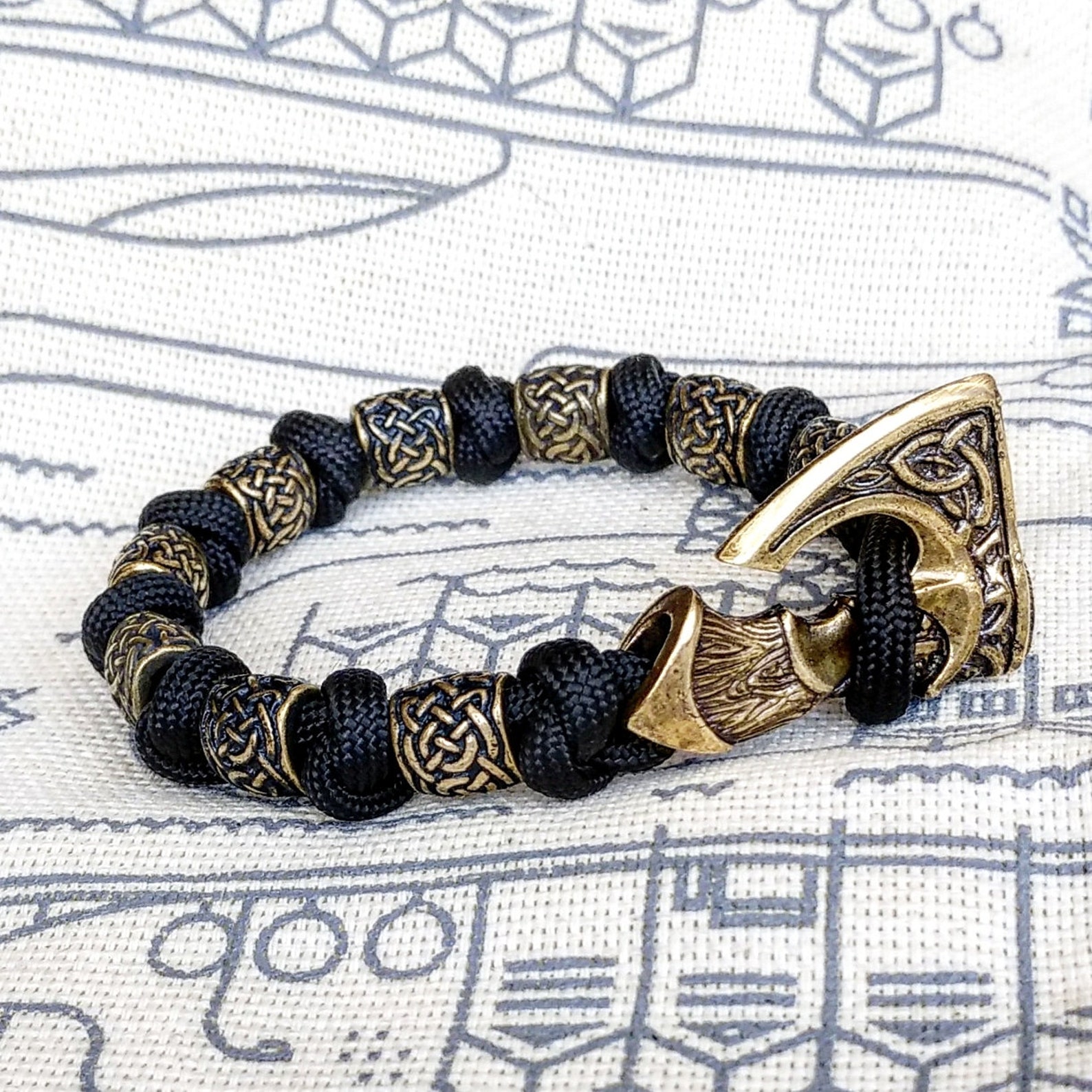 Black Mens Bangle. Paracord Bracelet. Viking Jewelry. | Etsy