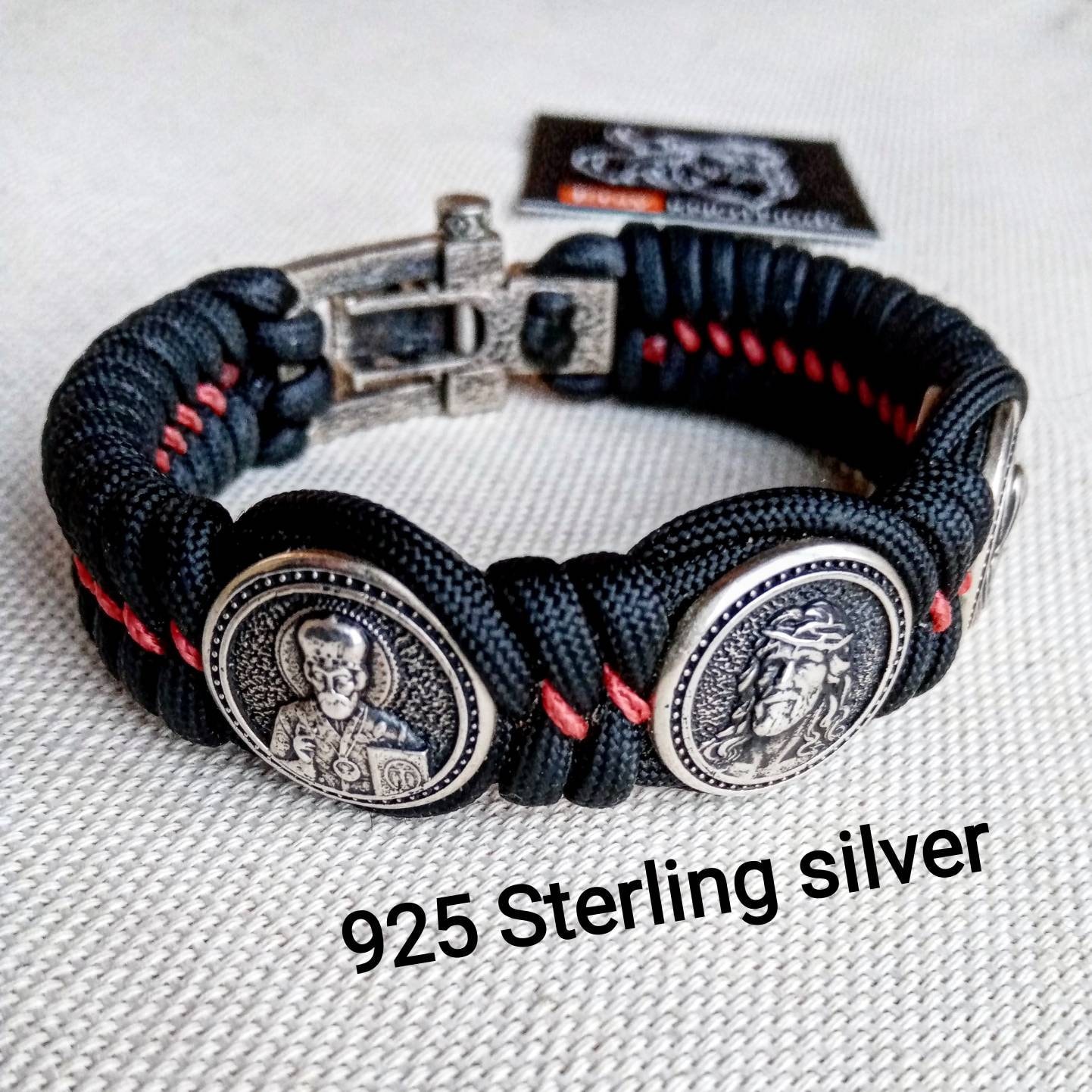 Sterling Silver Religious Amulet Bracelet: Jesus, Mary, Saint Nicholas ...