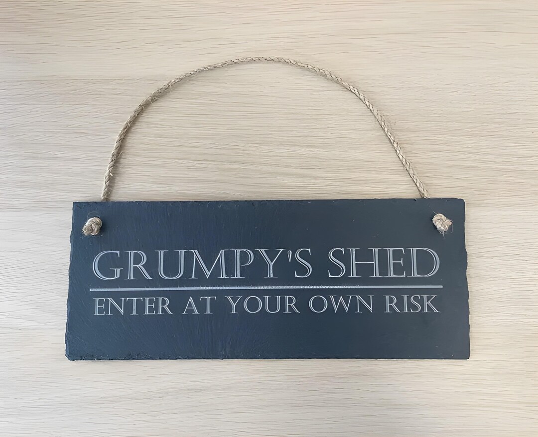 Slate Shed Sign, Engraved Slate Sign, Personalised Outdoor Plaque, Dad ...