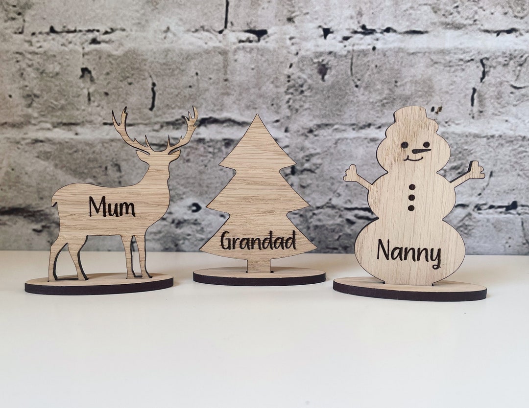 Wooden Christmas Place Names, Personalised Christmas Table Settings ...