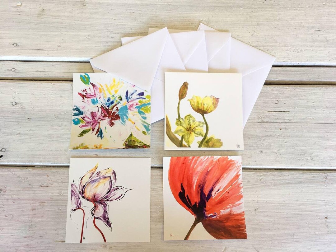 Hand-painted Flower Postcards for Interior Design or Writing to a ...