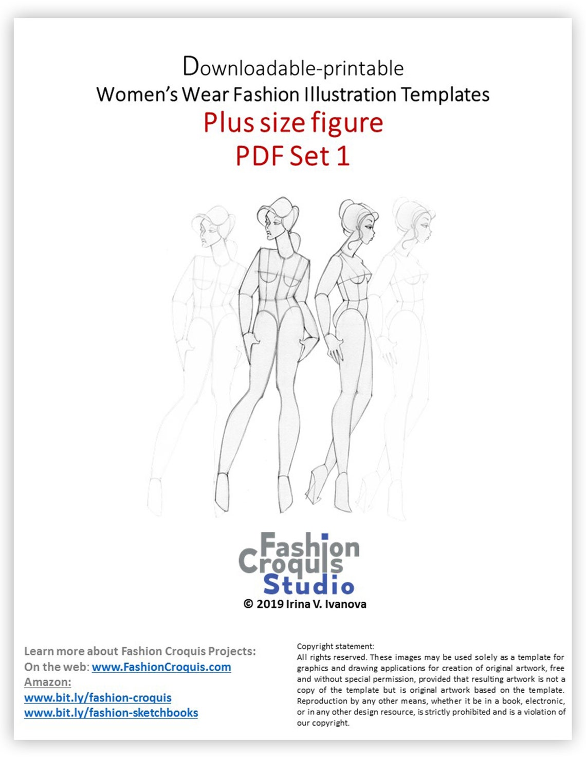 Plus Size Female Figure Templates – Downloadable Printable Fashion ...