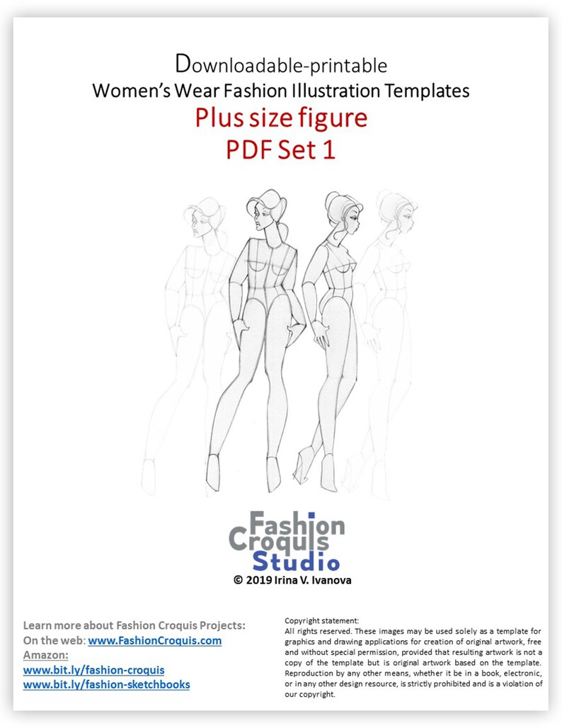 Plus Size Female Figure Templates – Downloadable Printable Fashion ...