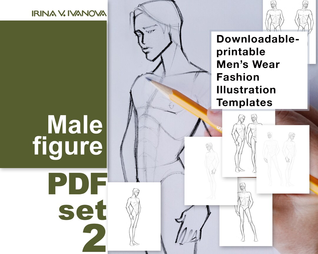 Downloadable Printable Male Figure Template for Fashion Drawing Use as ...