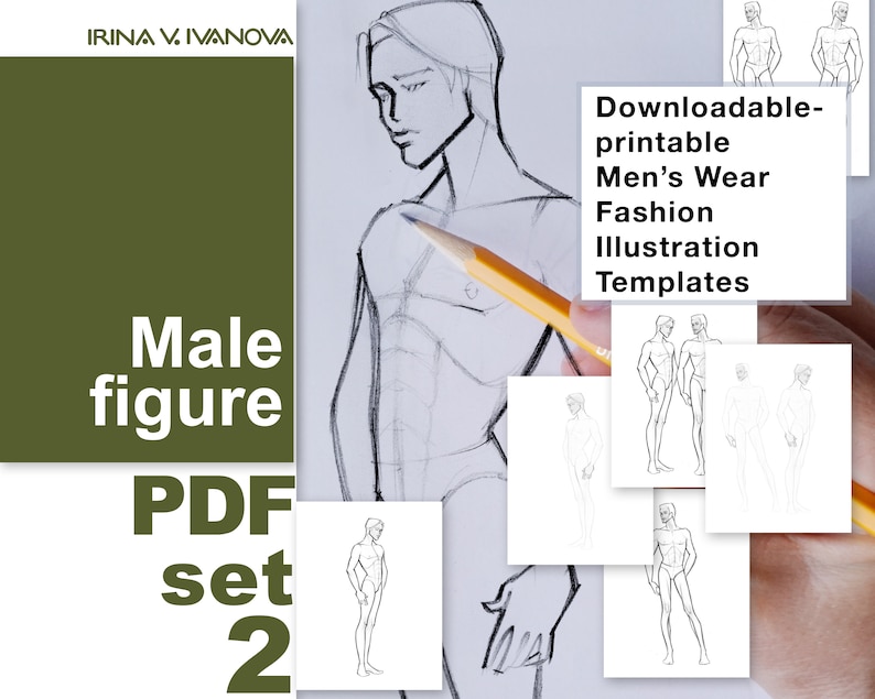 Downloadable Printable Male Figure Template for Fashion Drawing Use as ...