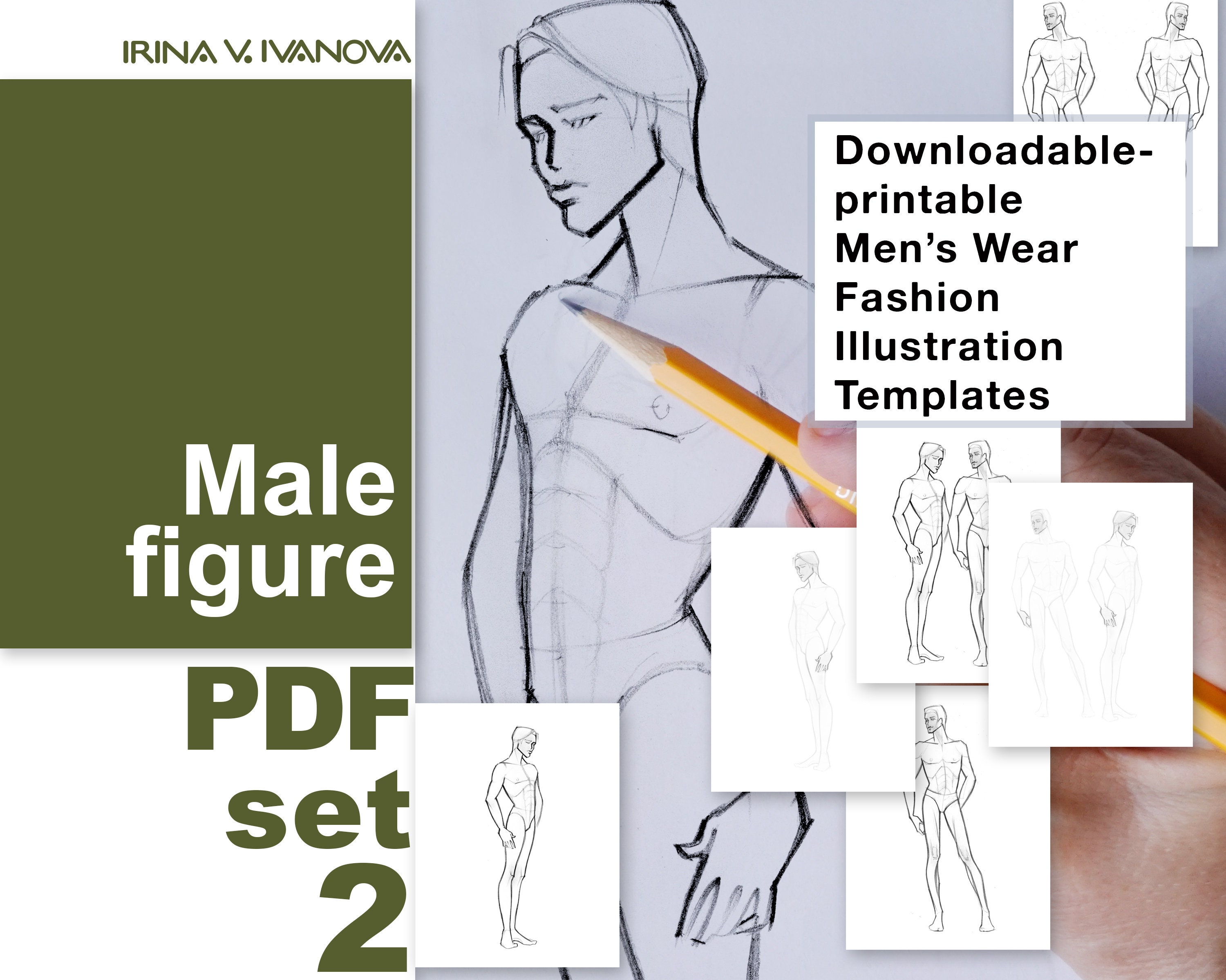 Downloadable Printable Male Figure Template for Fashion Drawing Use as ...
