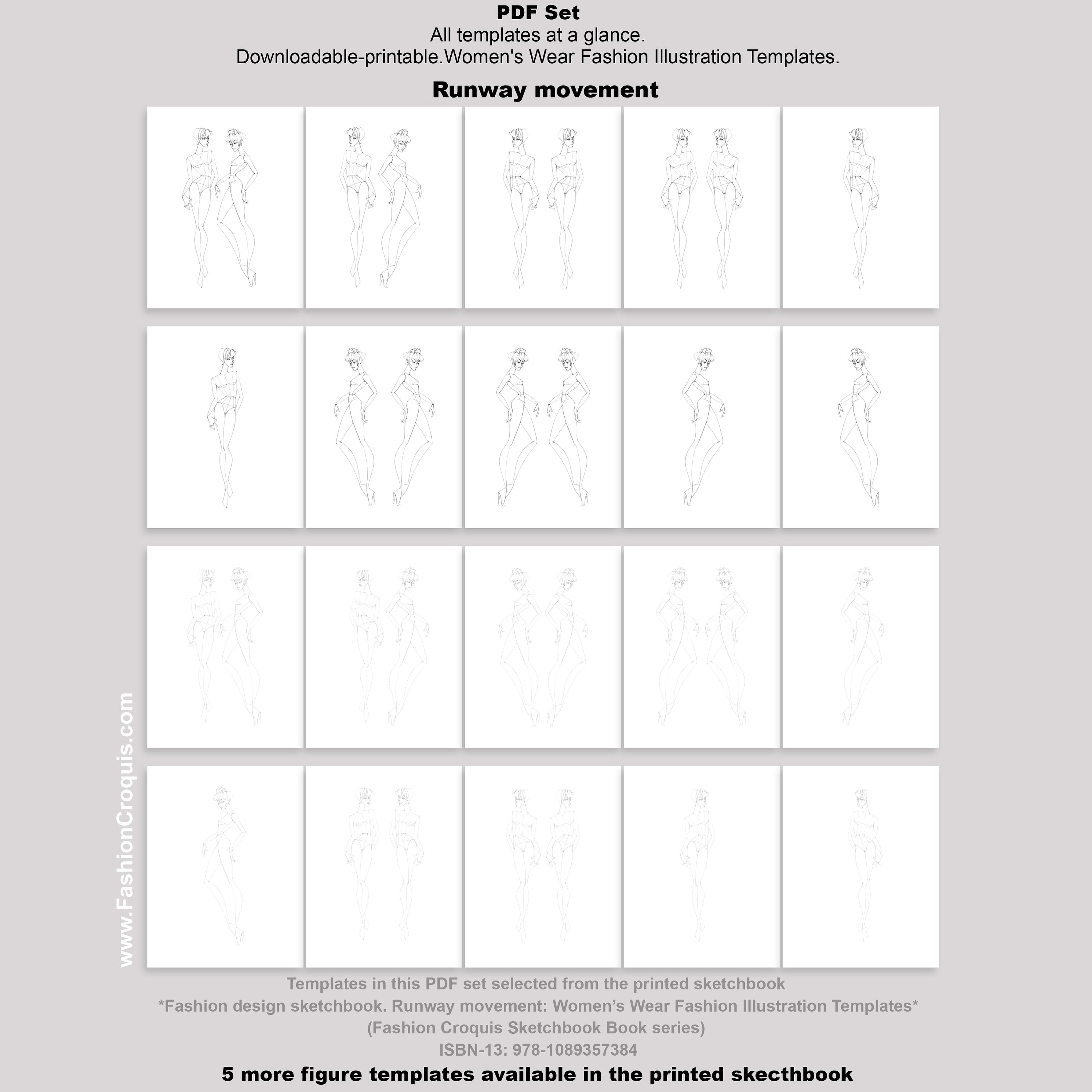 Runway Movement Fashion Croquis. Downloadable Printable Figure ...