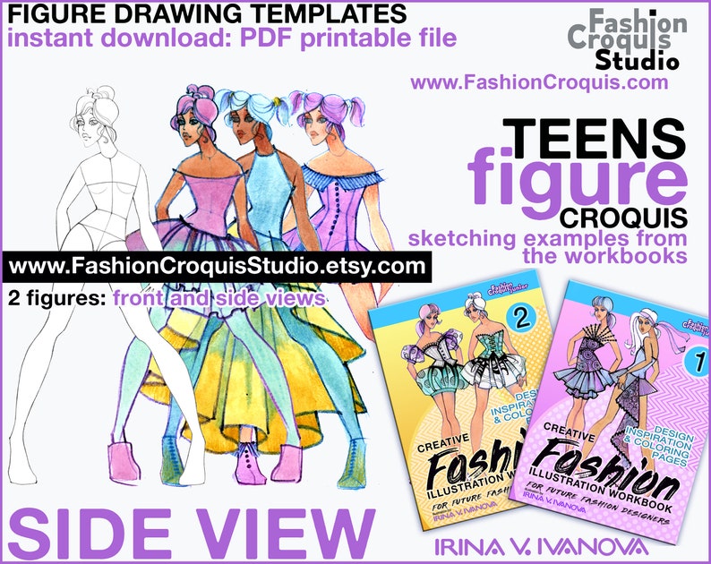Teen Fashion Figure Templates – Downloadable Printable Croquis for ...