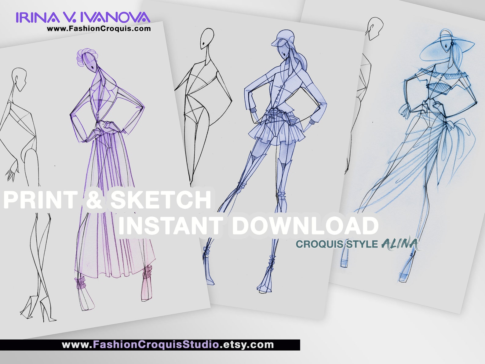 Minimalist Downloadable Printable Croquis for Fashion Illustration ...