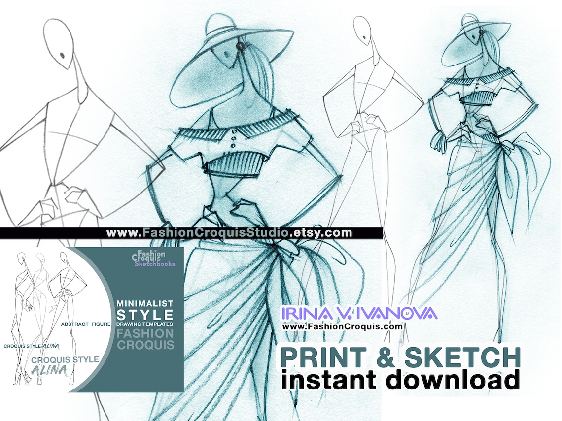 Minimalist Downloadable Printable Croquis for Fashion Illustration ...