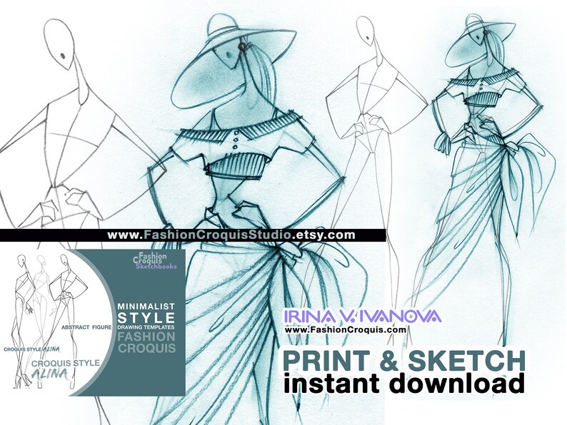 Minimalist Downloadable Printable Croquis for Fashion Illustration ...