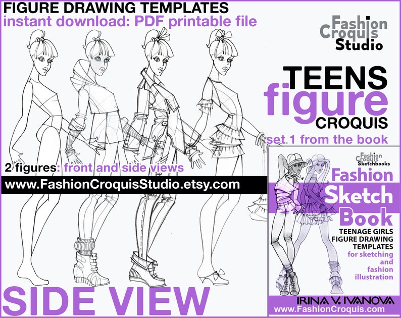 Teen Fashion Figure Templates – Downloadable Printable Croquis for ...
