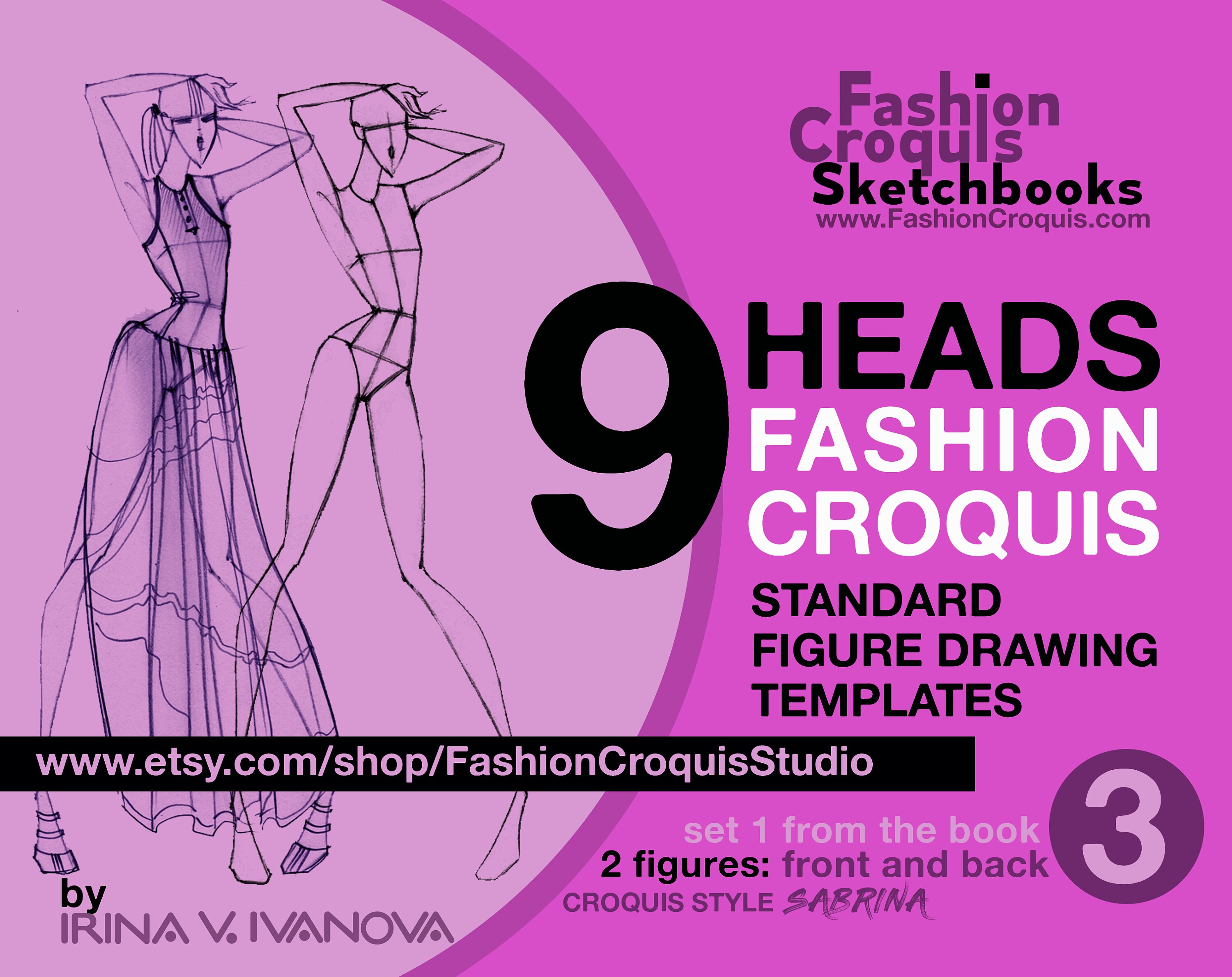 Downloadable Printable Croquis for Fashion Illustration: 9-head Fashion ...