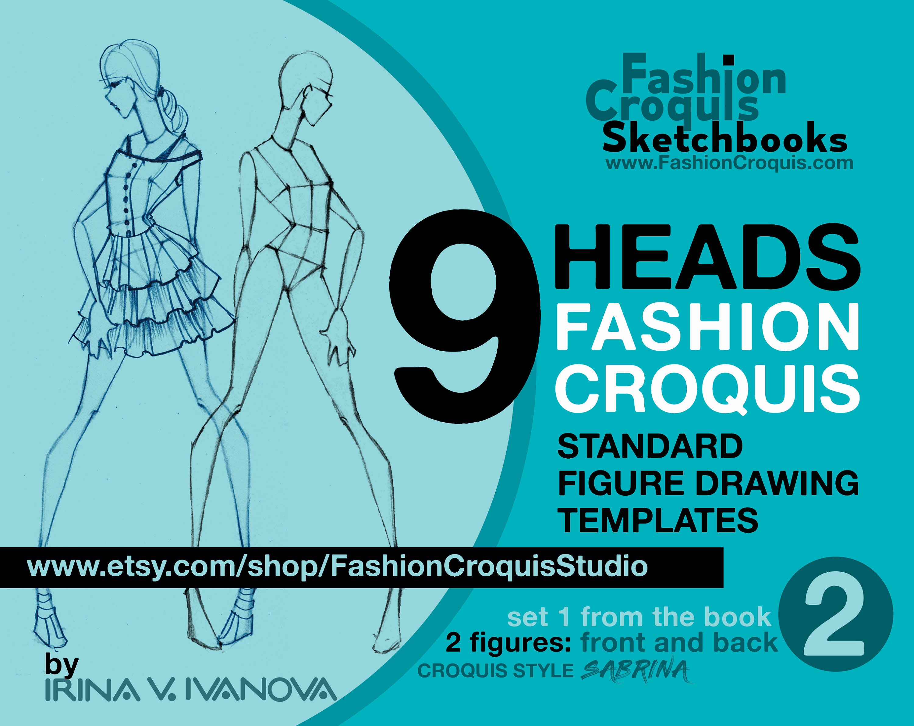 Downloadable Printable Croquis for Fashion Illustration: 9-head Fashion ...