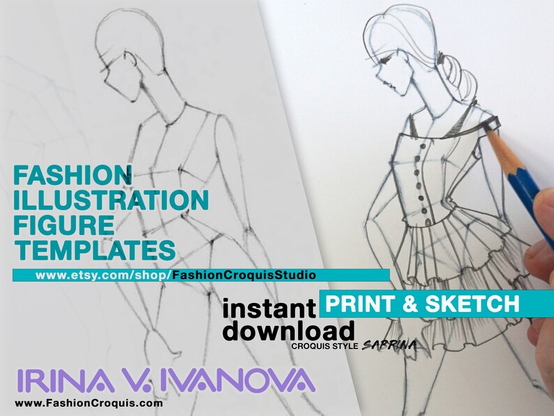 Downloadable Printable Croquis for Fashion Illustration: 9-head Fashion ...