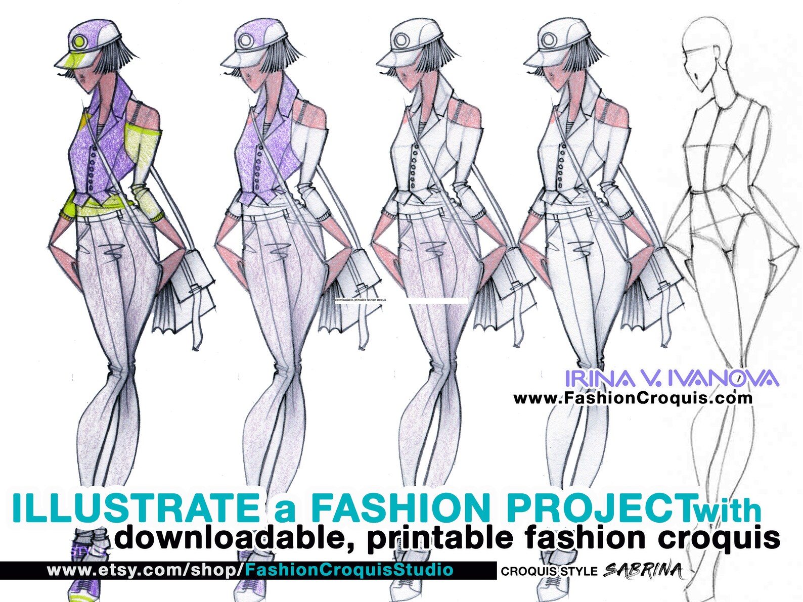 Downloadable Printable Croquis for Fashion Illustration: 9-head Fashion ...