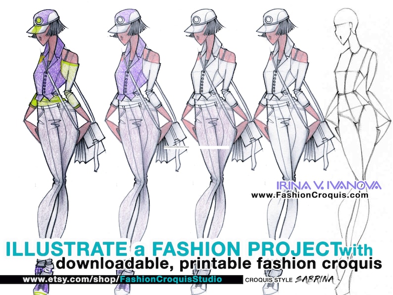 Downloadable Printable Croquis for Fashion Illustration: 9-head Fashion ...