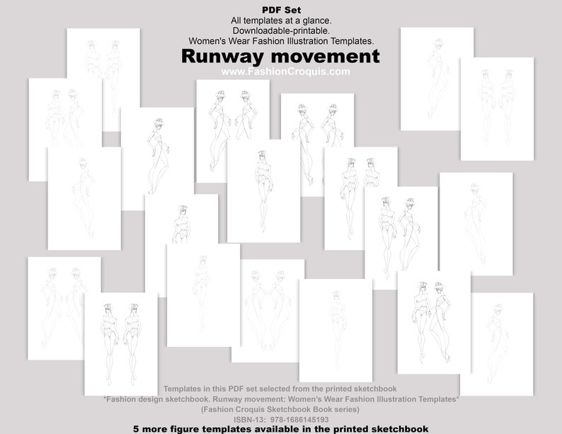 Runway Movement Fashion Croquis. Downloadable Printable Figure ...