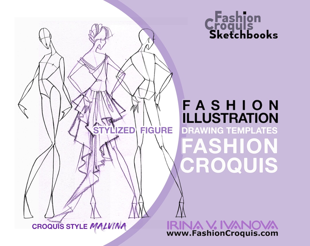 Stylized Downloadable Printable Croquis for Fashion Illustration: Women ...