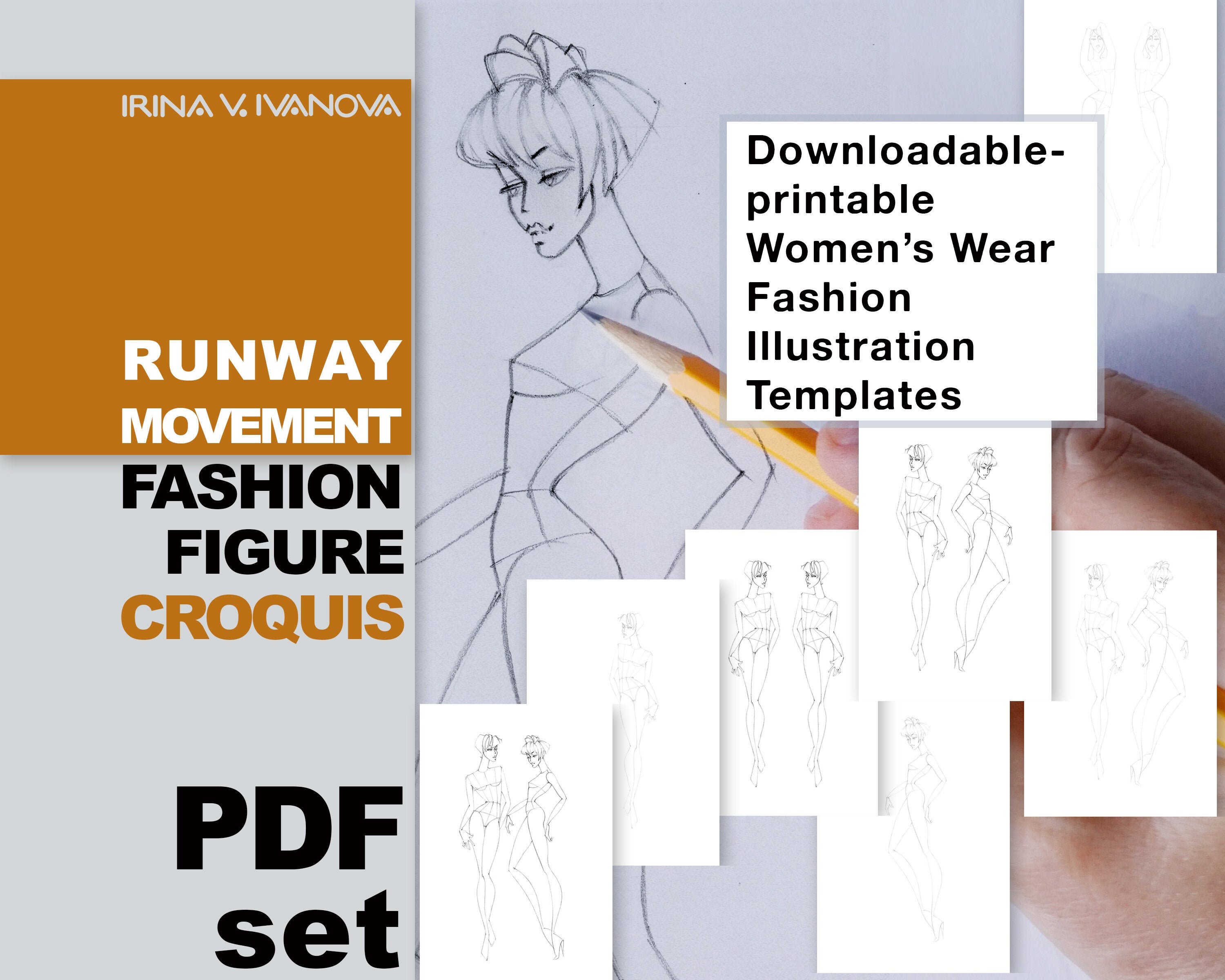 Runway Movement Fashion Croquis. Downloadable Printable Figure ...