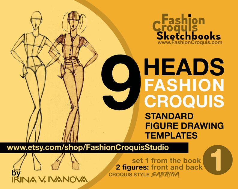 Downloadable Printable Croquis for Fashion Illustration: 9 Heads ...
